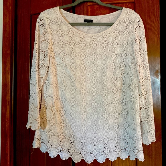 Talbots | Tops | Talbots Crochet Lace Blouse In Cream | Poshmark